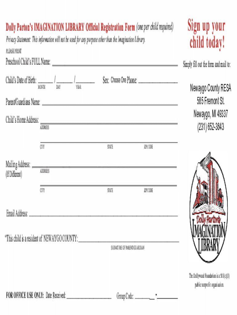 Fillable Online Buchanan County Public Library - Imagination Library ...