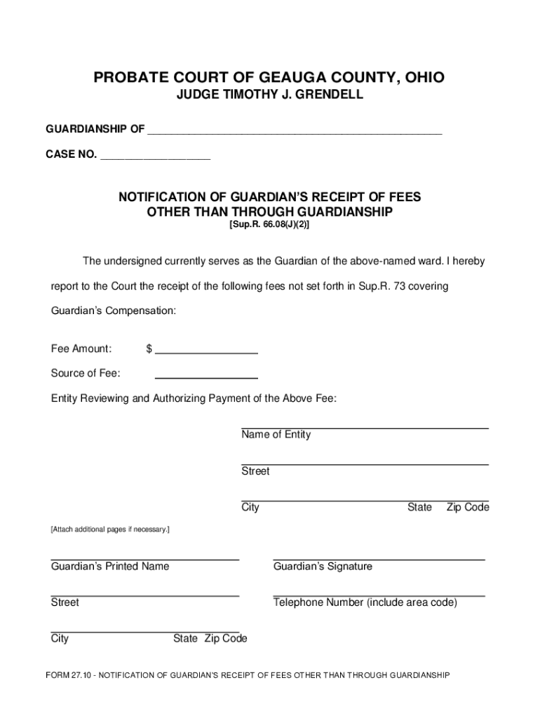 Fillable Online Information Sheet Guardianship of a ... - Geauga County ...