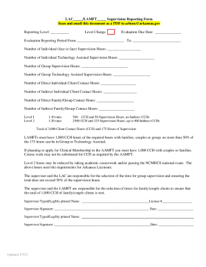 Fillable Online LAC /LAMFT Supervision Reporting Form Scan and email ...