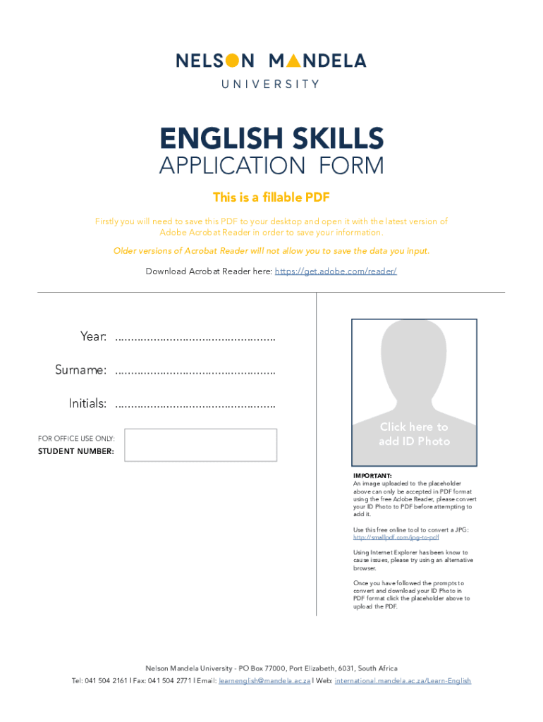 English Skills Application Form - Fill Out, Sign & Share Online | pdfFiller