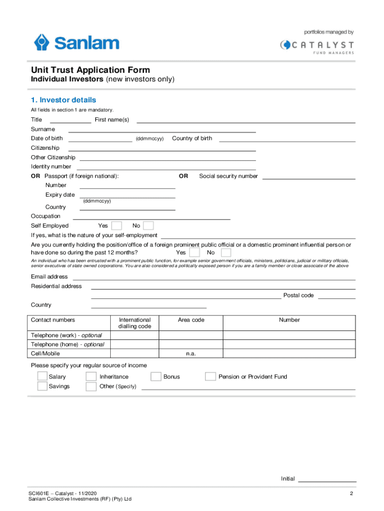 Fillable Online Unit Trust Application Form (new investors only) Fax ...