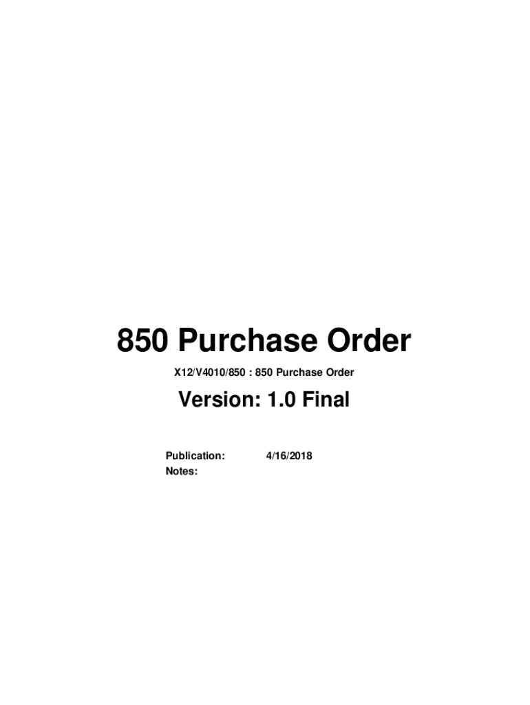 Fillable Online X12/V4010/850 : 850 Purchase Order Fax Email Print - pdfFiller