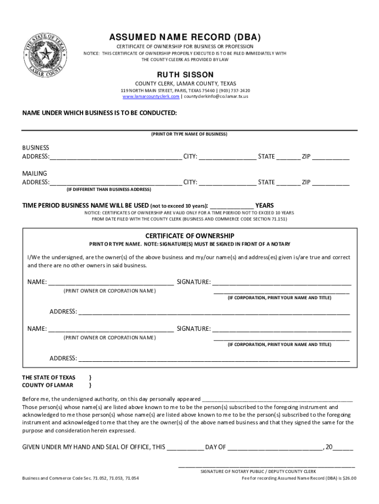 Fillable Online Harris County Clerk's OfficeForm 503General Information ...