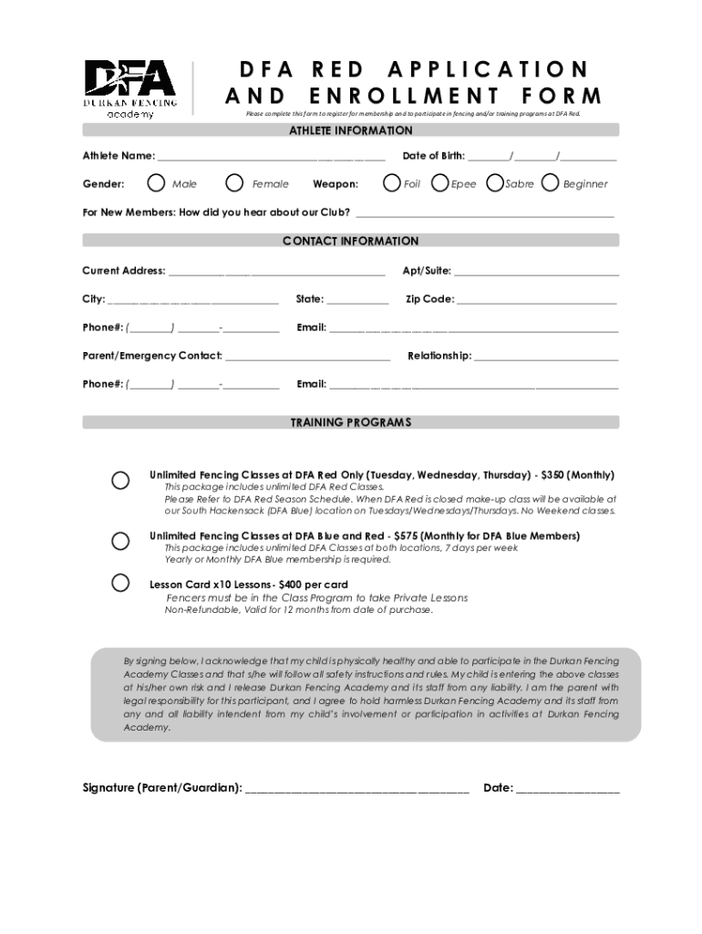 Fillable Online Fencing CompetitionDurkan Fencing Academy Fax Email ...
