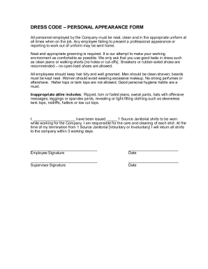 Fillable Online DRESS CODEPERSONAL APPEARANCE FORM Fax Email Print ...