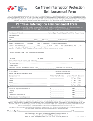 Fillable Online Car Travel Interruption Protection Reimbursement Form ...