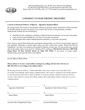 Fillable Online AEI consent to electronic delivery form Fax Email Print ...