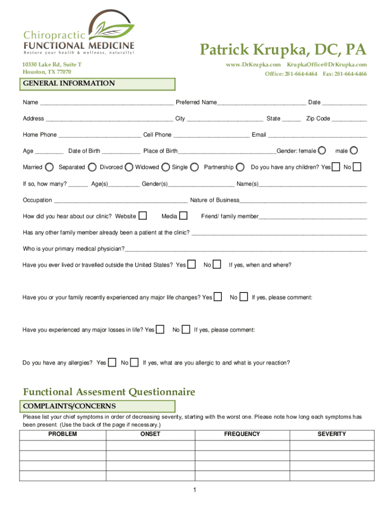 Fillable Online Patrick Krupka, DC, PA Fax Email Print - pdfFiller