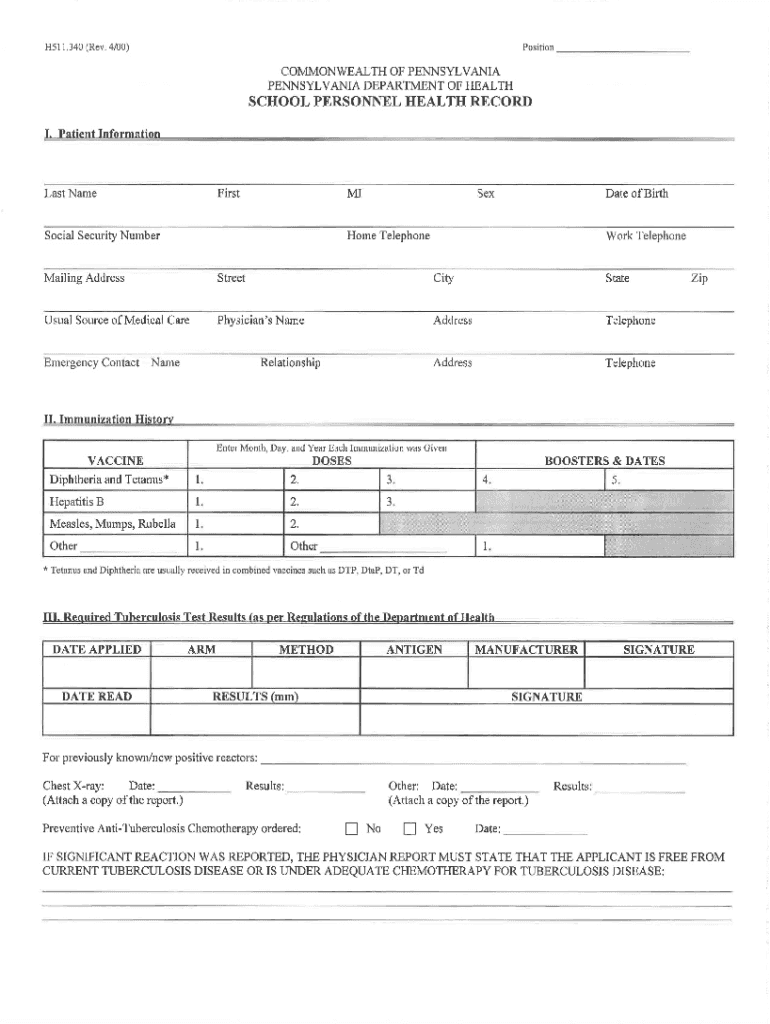 Fillable Online School Health Record Form Fax Email Print - pdfFiller