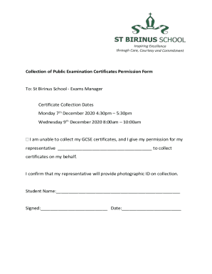 Fillable Online Collection of Public Examination Certificates ...