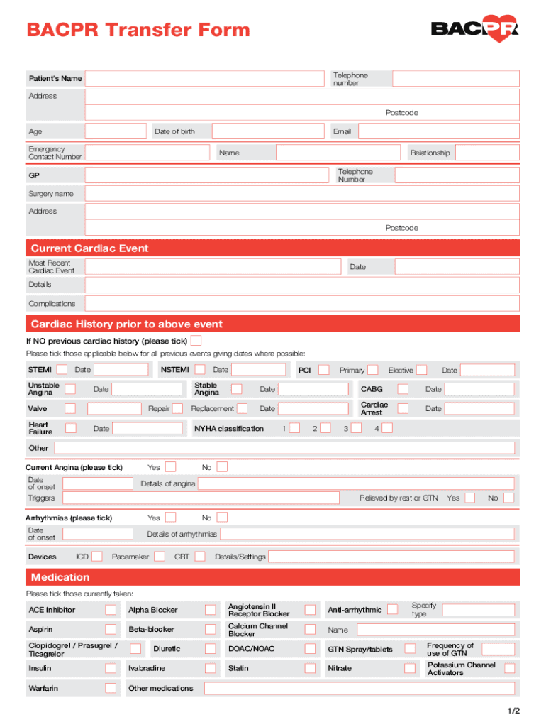Fillable Online BACPR Transfer Form Fax Email Print - pdfFiller