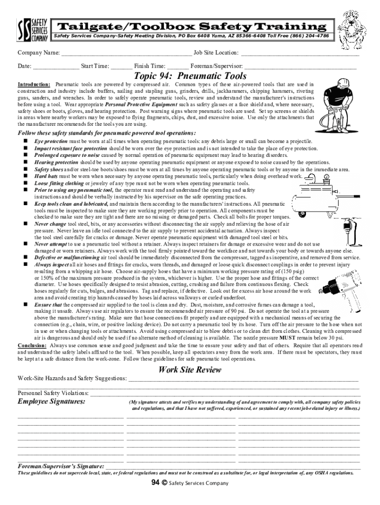 Fillable Online 94 Pneumatic Tools Fax Email Print - pdfFiller