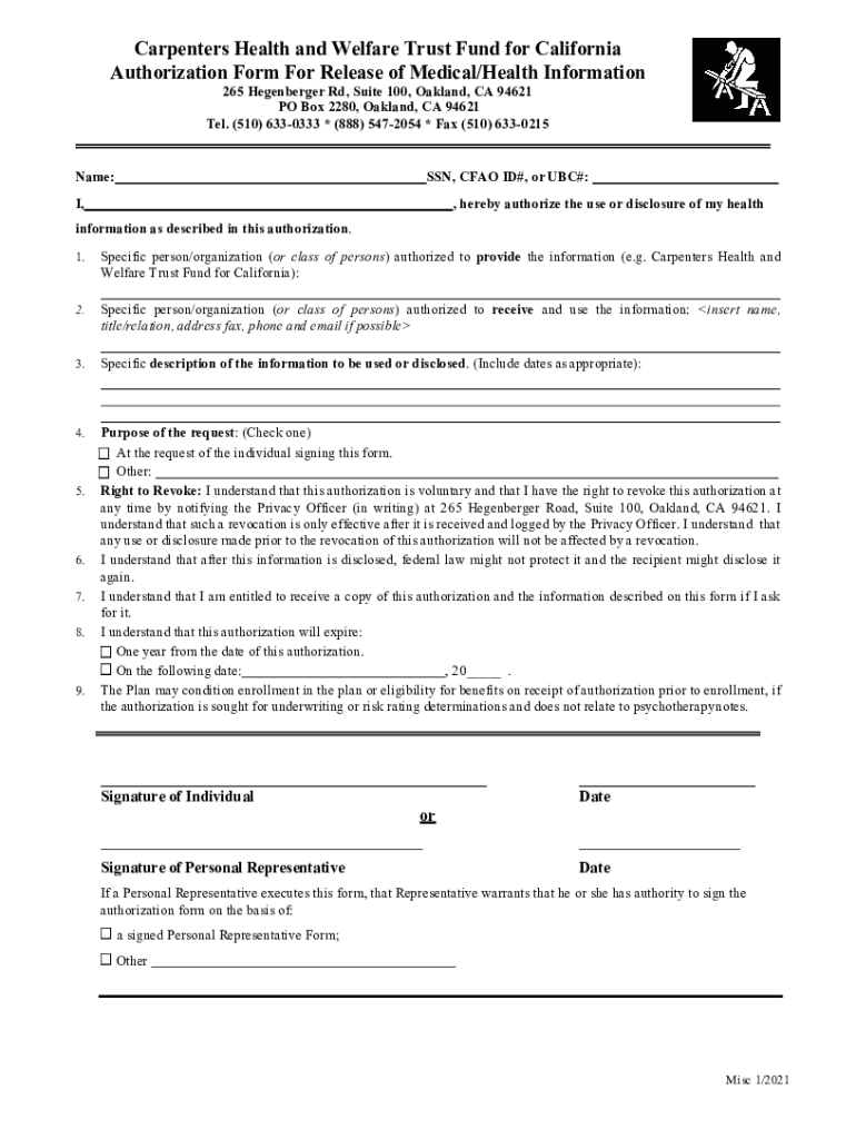 Fillable Online CFAO - Carpenter Funds Administrative OfficeSouthwest Carpenters Trust FundsCFAO ...