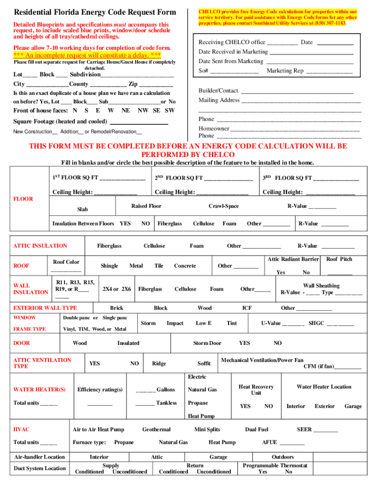 Fillable Online Florida energy calc or Rescheck building energy code ...