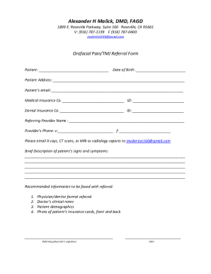 Fillable Online PDF TMD/OFP referral form Fax Email Print - pdfFiller