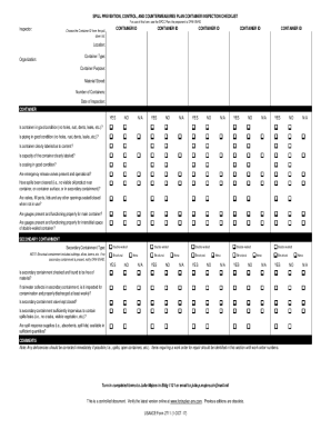Fillable Online USAACE Form 2711 SPCC Plan Container Inspection ...