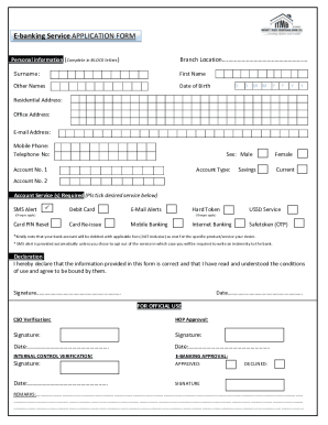 Fillable Online E-banking Service APPLICATION FORM Fax Email Print ...