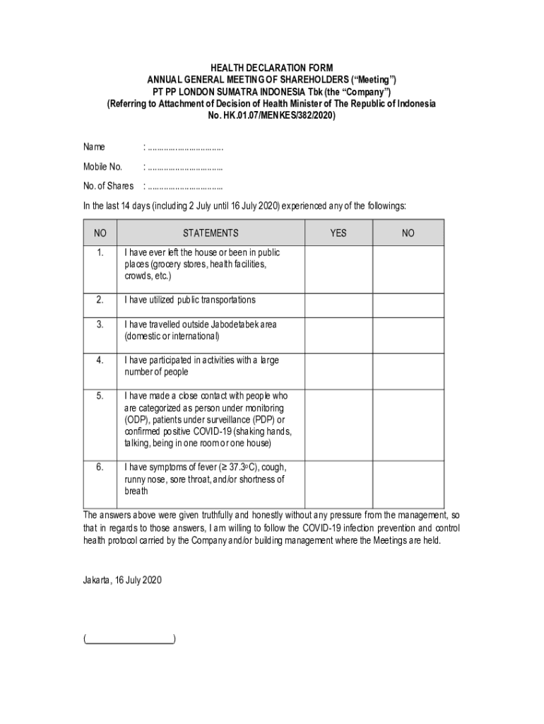 Fillable Online FORM DEKLARASI KESEHATAN.(ENGLISH)docx gp ay Fax Email ...