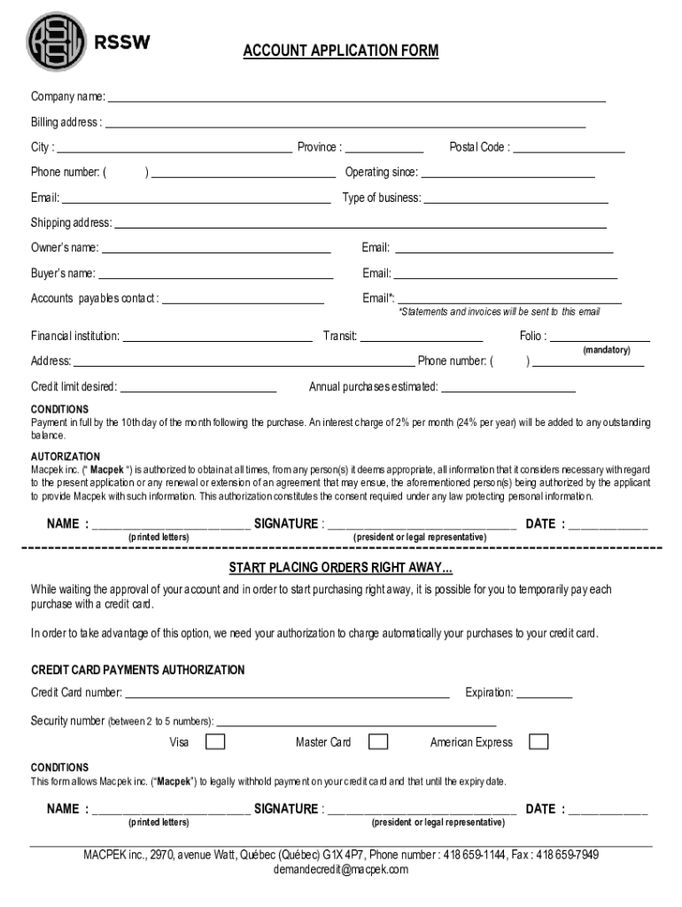 Fillable Online Wholesale Account Application Form Fax Email Print - pdfFiller