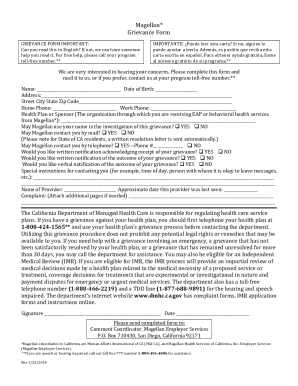 Fillable Online Magellan* Grievance Form Fax Email Print - pdfFiller
