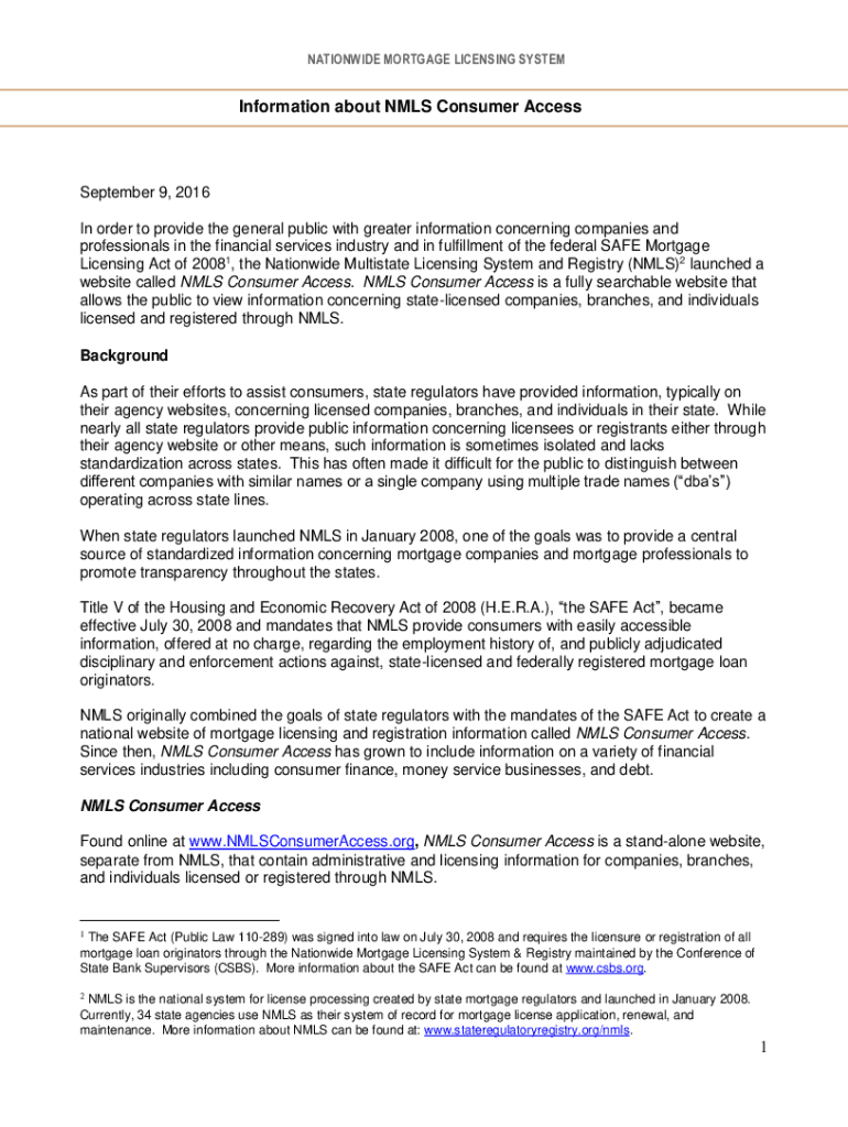 Fillable Online Nationwide Mortgage Licensing System & RegistryConsumer ...