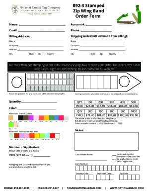 Fillable Online 892-3 Stamped Zip Wing Band Order Form - nationalband ...
