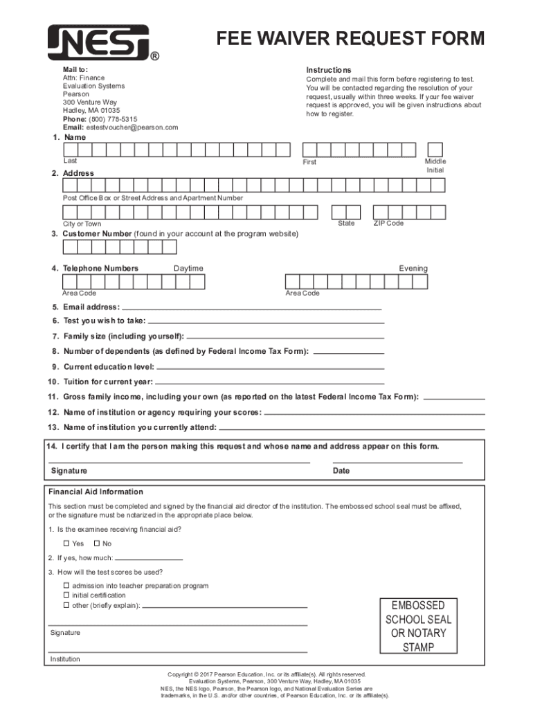 Fillable Online Evaluation Systems Group of Pearson, a business of NCS ...