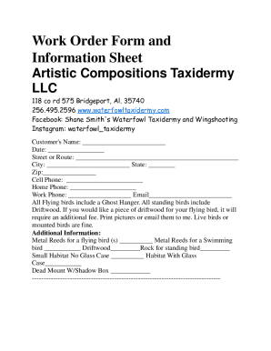 Fillable Online Work Order Form and Fax Email Print - pdfFiller