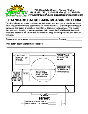 Fillable Online CURB BASKET MEASURING FORM Fax Email Print - pdfFiller