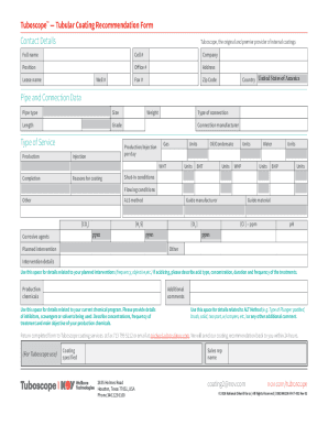 Fillable Online Get the Tuboscope Tubular Coating Recommendation Form ...