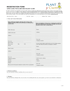 Fillable Online Before and Afterschool Care Registration Form Template ...