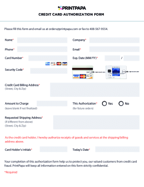 Fillable Online Credit Card Authorization Form Templates DownloadCredit ...