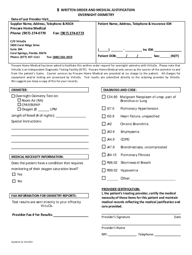 Fillable Online MEDICAL JUSTIFICATION FOR - Procare Home Medical Fax ...