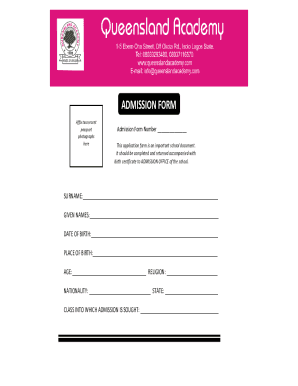 Fillable Online ADMISSION FORM Admission Form Number Fax Email Print ...