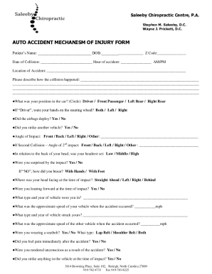 Fillable Online AUTO ACCIDENT MECHANISM OF INJURY FORM - Saleeby ...
