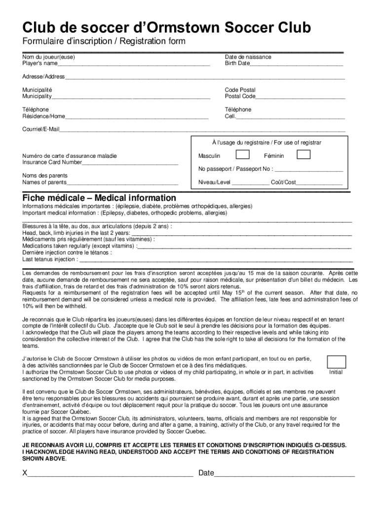 Fillable Online TeamPlayer Registration and Fees - Moss Vale Soccer ...