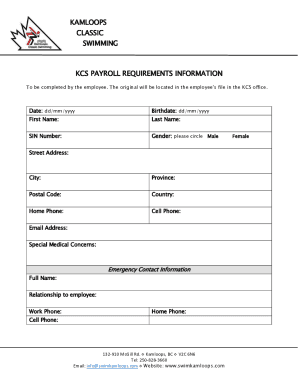 Fillable Online KCS PAYROLL REQUIREMENTS INFORMATION Fax Email Print ...