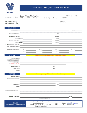 Fillable Online TEMPLATE - Tenant Contact Information Form - MASTER ...