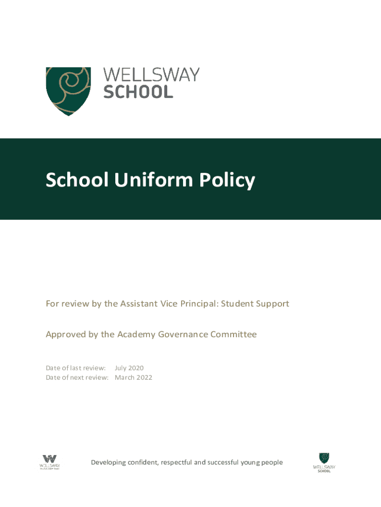 Fillable Online School Uniform Policy - Home / Wellsway School Fax ...