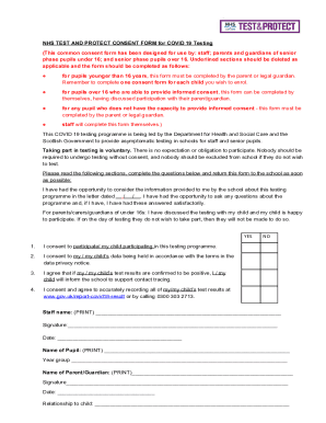 Fillable Online NHS TEST AND PROTECT CONSENT FORM for COVID 19 Testing ...