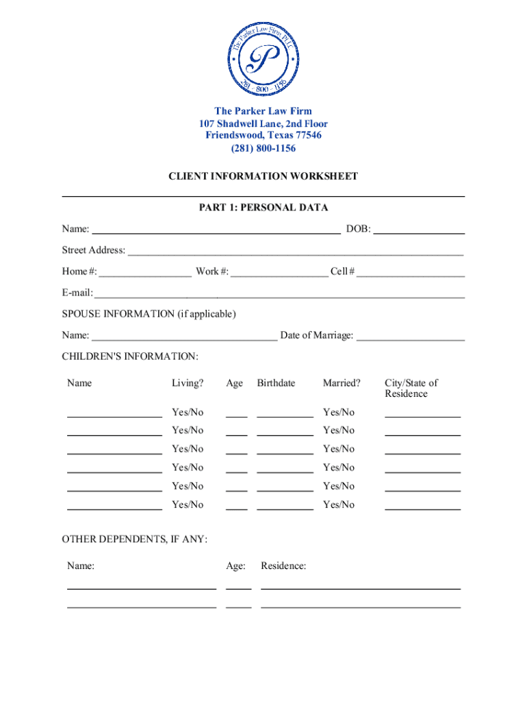Fillable Online The Parker Law Firm Fax Email Print - pdfFiller