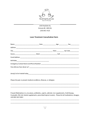 Fillable Online Laser Treatment Consultation Form Fax Email Print ...