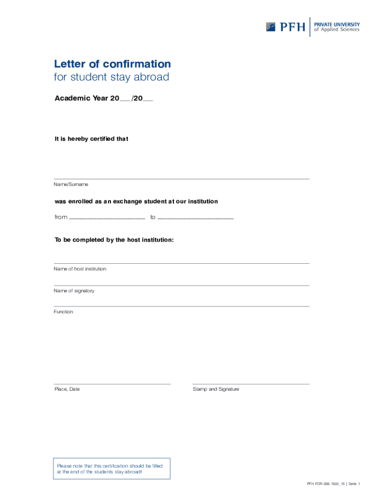 Fillable Online University confirmation letter sampleCollege ...