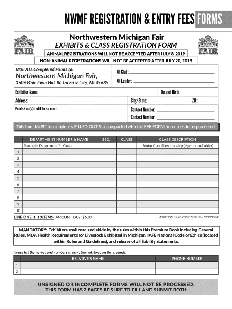 Fillable Online NWMF REGISTRATION & ENTRY FEES FORMS Fax Email Print ...