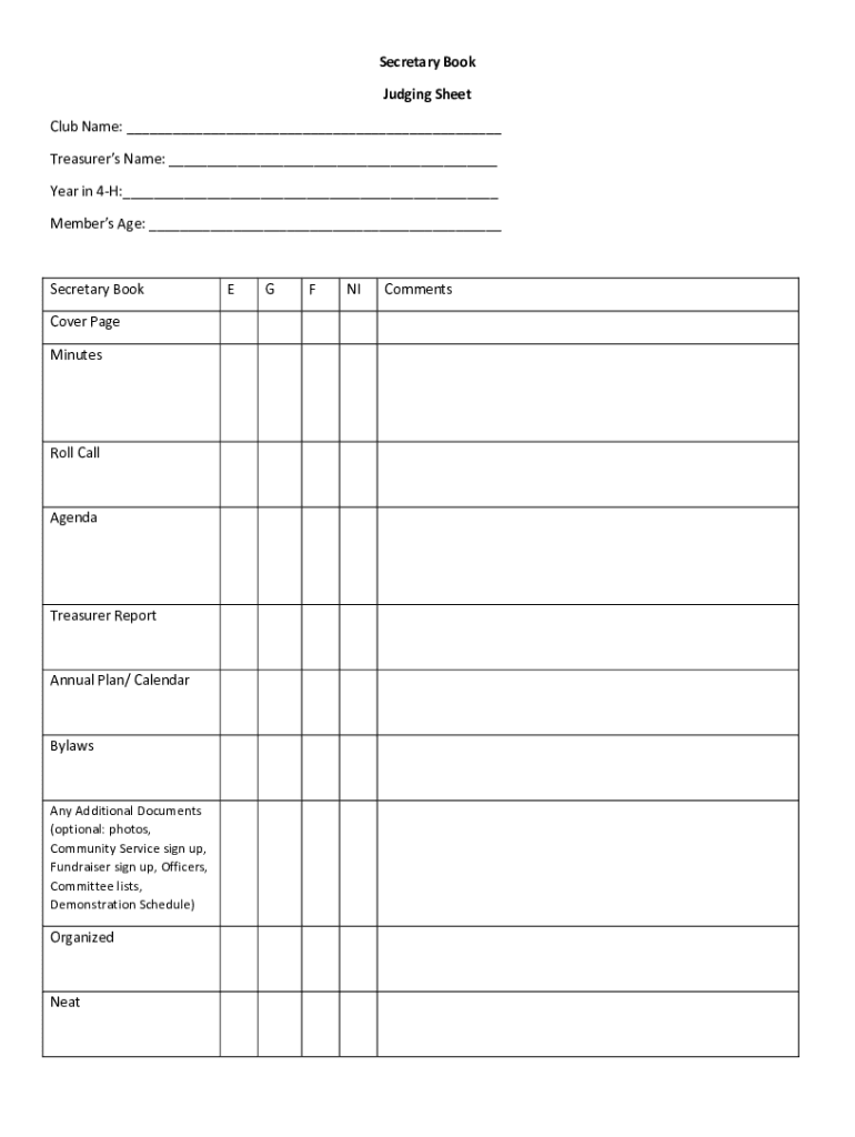 Fillable Online 4-H Secretary's Record Book - University of Minnesota ...