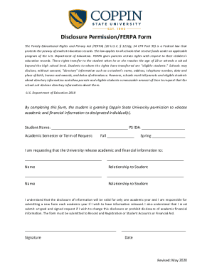 Fillable Online Disclosure Permission/FERPA Form Fax Email Print ...