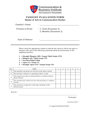 Fillable Online Revised Thesis Panelist Evaluation Form Fax Email Print ...