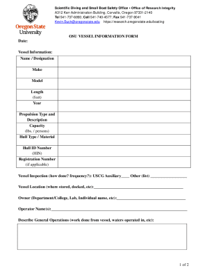 Fillable Online research oregonstate APPLICATION FOR OSU SCIENTIFIC SCUBA DIVING CERTIFICATION ...