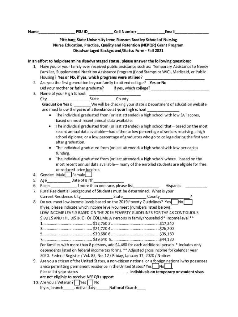 Fillable Online Name PSU ID Cell Number Email Pittsburg State ...