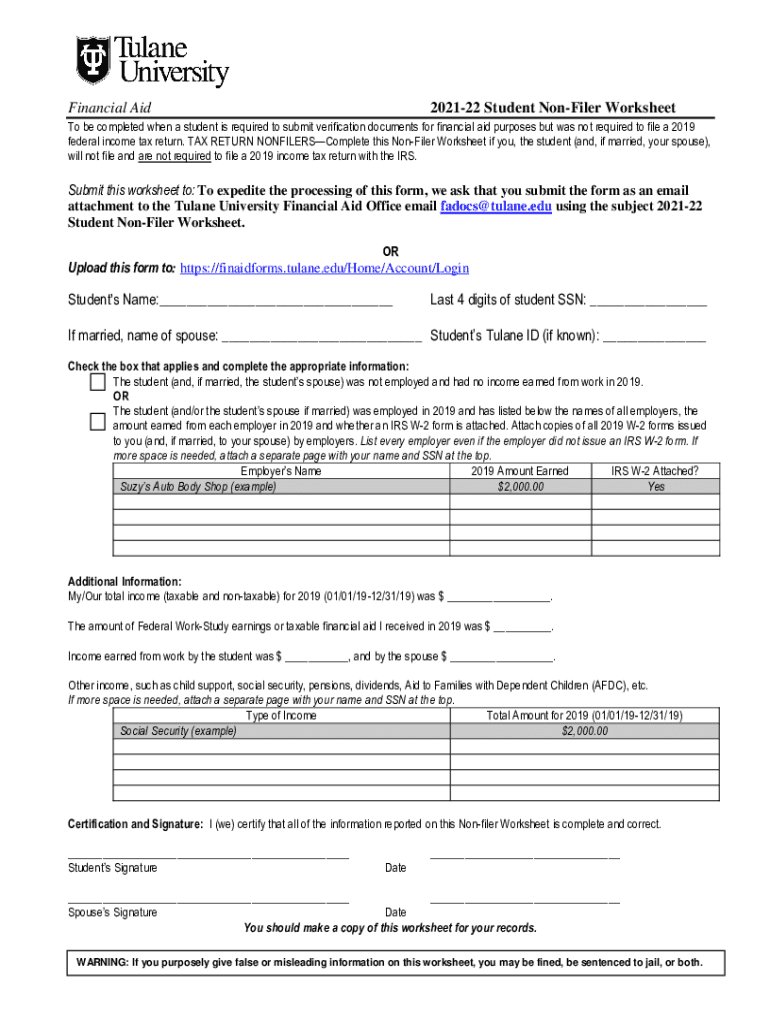 Fillable Online financialaid tulane Fillable Online (Rural mail ...
